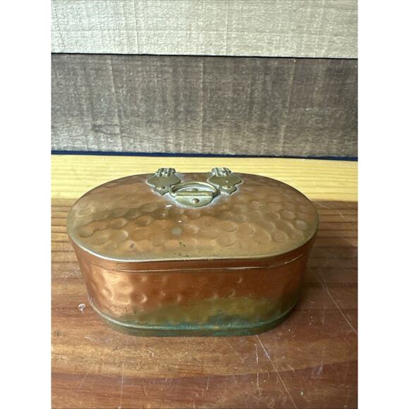 Accents | Antique Hammered Cooper And Brass Box Trinket Box Sewing Box ...